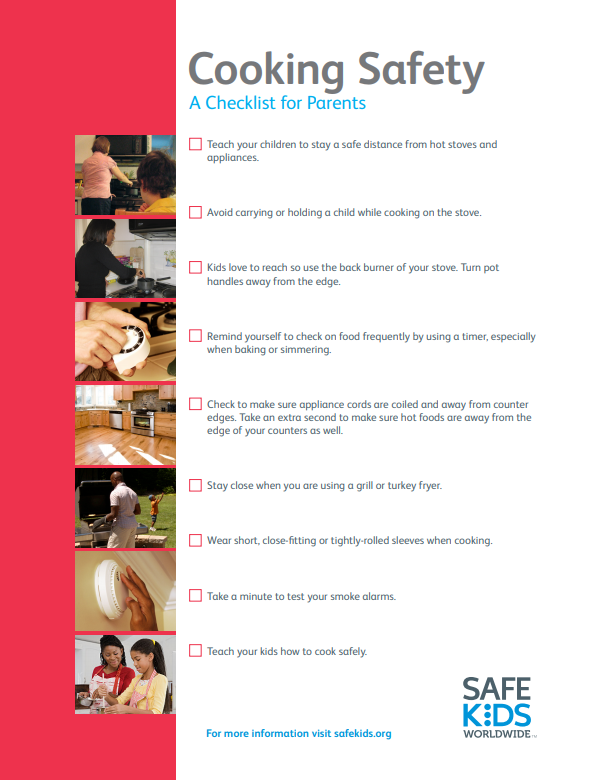 Cooking Safety Parent Checklist Safe Kids Worldwide Cooking Safety Parent Checklist Safe Kids Worldwide